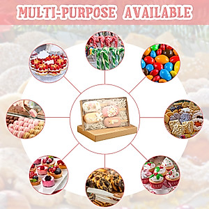 Karenhi 48 Pcs Clear Cookie Boxes with Full Window 9.5 x 5.9 x 1.3 in Bakery Treat Boxes Macaron Chocolate Donuts Pastry Clear Lids Packing Boxes for Mother's Day Wedding Grad Party(Brown)