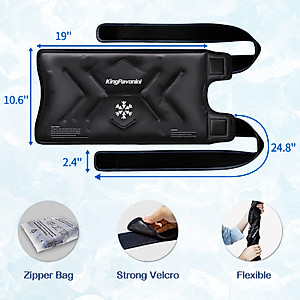 XXL Knee Ice Pack Wrap Around Entire Knee After Surgery, Reusable Gel Ice Pack for Knee Injuries, Large Ice Pack for Pain Relief, Swelling, Knee Surgery, Sports Injuries, 2 Pack (Black)