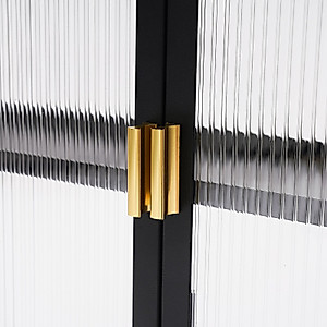 Titunjian Wall Cabinet Haze Double PC Door Wall Cupboard with Detachable Shelves Storage Cabinet for Office Dining Room Living Room Kitchen Bathroom, 19.7 * 5.5 * 27.5 Inch (Black)