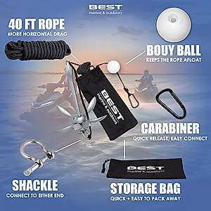 Best Marine and Outdoors Kayak Anchor, 3.5 Pound Anchor System for Kayaks, Canoes, SUP Paddle Boards & Jet Skis, Fishing, Boating & Kayaking Accessories