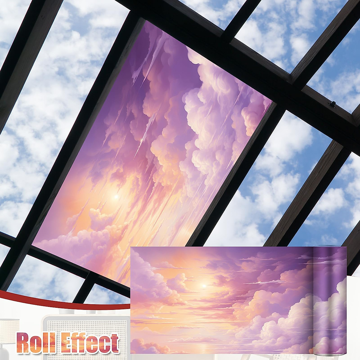 Outus 4 Pcs Fluorescent Light Cover Classroom Light Cover with 10 Magnets Light Filter Magnetic Ceiling Light Cover Panel 2 x 4 ft (23.62 x 47.24 in) Reduce Glare for Office School(Purple Cloud)