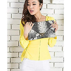 RARITYUS Women Large Envelop Clutch Snakeskin Handbag with Chain Strap Ladies Snakeskin Shoulder Crossbody Bag