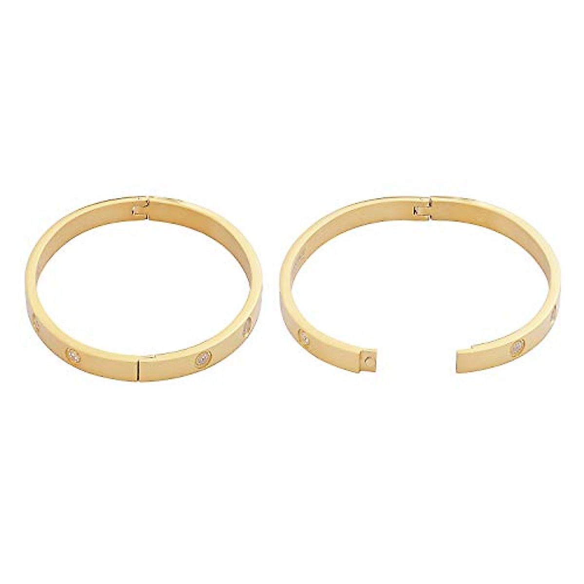 My Daily Styles Stainless Steel Womens Hinged CZ Bangle Bracelets (Yellow)