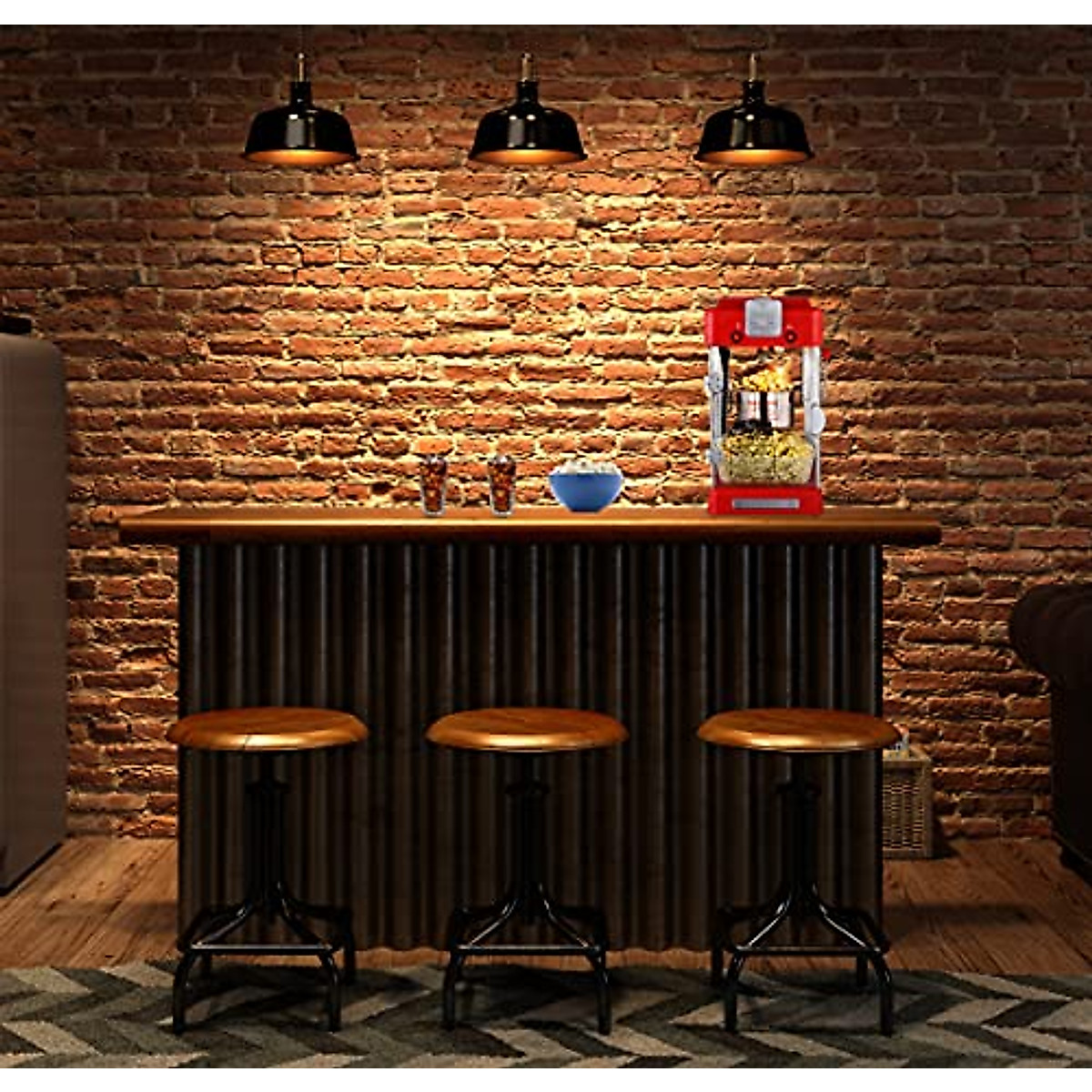 Pop Pup Countertop Popcorn Machine – Tabletop Popper Makes 1 Gallon – 2.5-Ounce Kettle, Catch Tray Warming Light & Scoop by Great Northern Popcorn, Red (466014MRC)