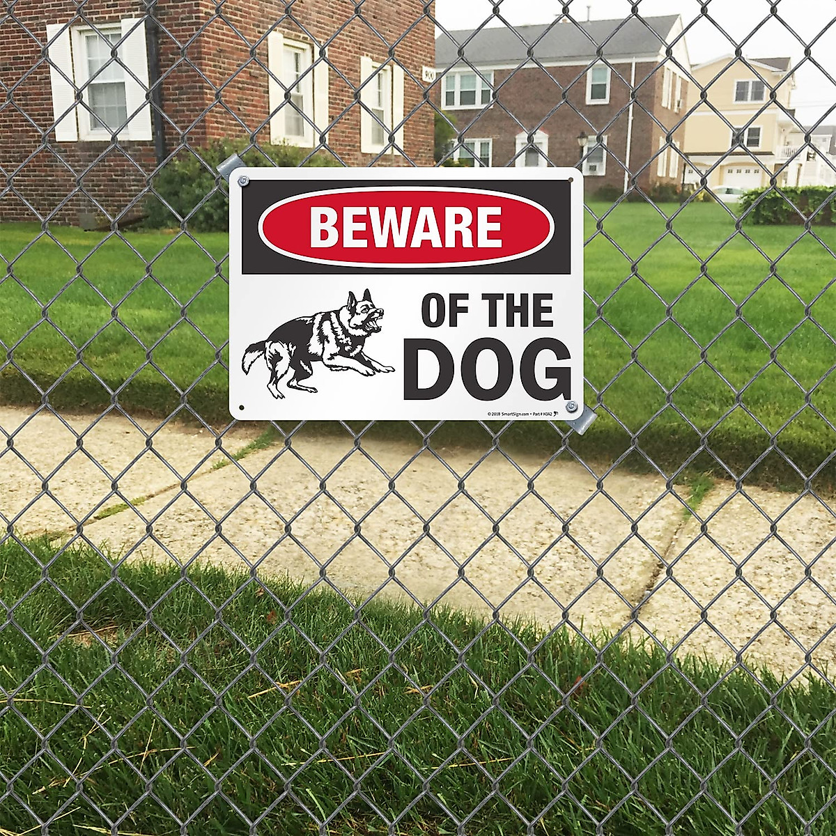 SmartSign 10 x 14 inch “Beware of The Dog” Sign With Graphic, Digitally Printed, 55 mil HDPE Plastic, Red, Black and White, Made in USA