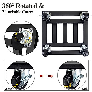 LUBORN Heavy Duty Plant Caddy with Wheels, 2 Pack Metal Rolling Plant Stand Indoor Outdoor, 12'' Square Plant Dolly with Lockable Caster Wheels Holds up 400 Lbs Planter, Black