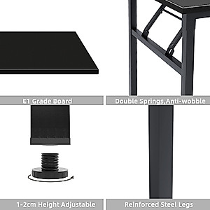 DlandHome Reversible L-Shaped Desk Large Corner Desk Folding Table Computer Desk Home Office Table Computer Workstation, Brown Black, ND11