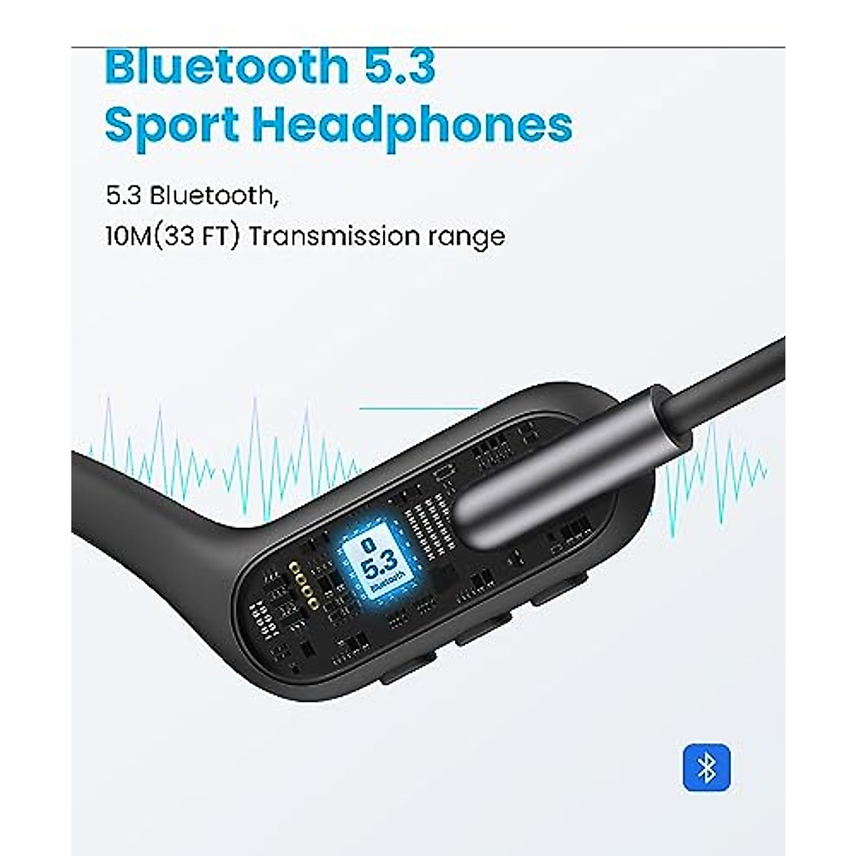 Rumatas Bone Conduction Headphones Bluetooth, Open Ear Headphones with Mic Underwater Swimming Headphones 32GB MP3 & 8Hrs Playtime, Wireless Underwater Earbuds for Swimming, Sports.