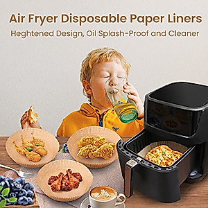 Air Fryer Disposable Paper Liner, 100 Pcs Liners for Air Fryer, Non-stick Parchment Paper for Frying, Baking, Cooking, Roasting and Microwave - Unbleached, Oil-proof, 7.9-inch