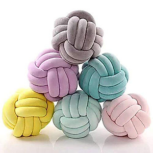 CinYana Knot Ball Throw Pillow Plush Toy Household Decoration Bed Room Office Sofa Couch Decor Simple Knotted Pillow 3-Strand Cotton Ropes Weaving (13.8", Blue)