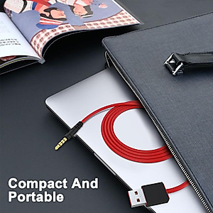 Alitutumao USB 3.5mm Cable Wire Solo Wireless Headphones Wireless Charger Cord Compatible with Beats by Dr Dre Solo Studio Wireless Headphones (Red)