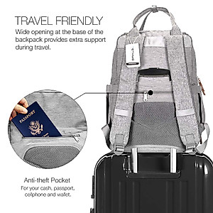 TETHYS Diaper Bag Backpack [Multifunction Waterproof Travel Back Pack] Maternity Baby Nappy Changing Bag Ideal for Mom and Dad, Large Capacity and Stylish Organizer for Baby Care - Gray