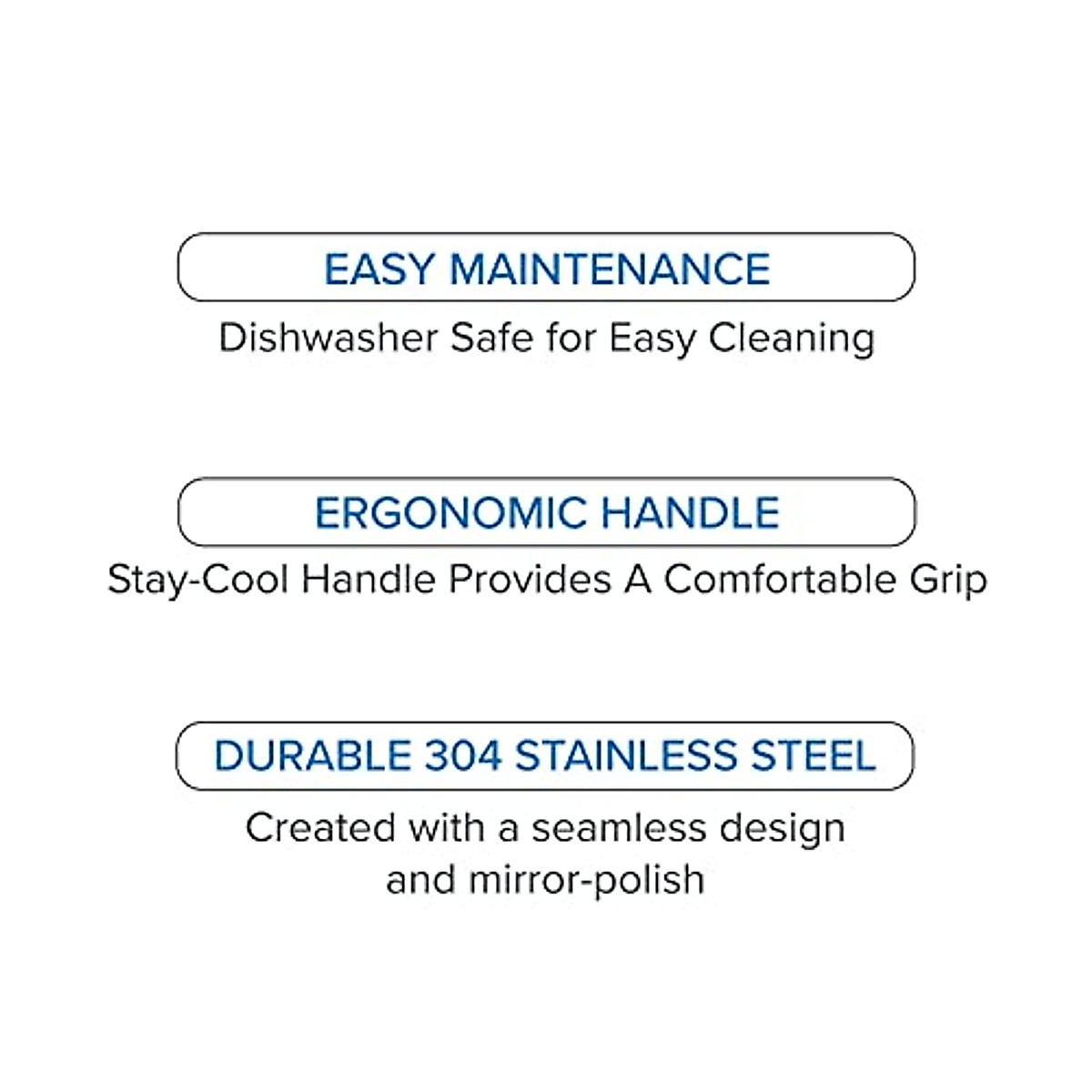 Viking Culinary 304 Stainless Steel Kitchen Utensil Set, 8 Piece, Ergonomic Stay-Cool Handles, Dishwasher Safe, Silver