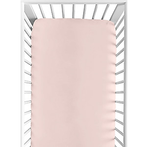 Sweet Jojo Designs Blush Pink Girl Fitted Crib Sheet Baby or Toddler Bed Nursery - Solid Color Cotton for Boho Desert Sun Mountain Collection
