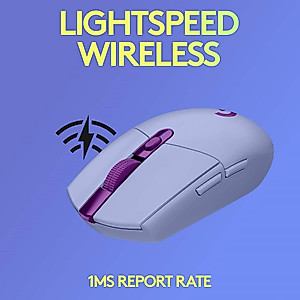 Logitech G305 LIGHTSPEED Wireless Gaming Mouse, Hero 12K Sensor, 12,000 DPI, Lightweight, 6 Programmable Buttons, 250h Battery Life, On-Board Memory, PC/Mac - Lilac