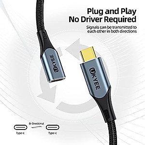 UKYEE USB C Extension Cable 3.3Ft (100W/10Gbps), Nylon Braided USB 3.1 Type C Male to Female Extension Fast Charging Compatible with USB C Hub, Laptop, Tablet and Mobile Phone, Nintendo Switch