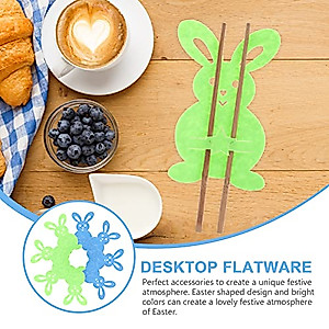 ABOOFAN Easter Bunny Silverware Holders 8pcs Rabbit Shaped Cutlery Bag Flatware Pouch Knife Fork Spoon Sleeve Easter Table Decoration for Easter Wedding Birthday Spring Party