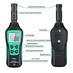 Mastfuyi EMF Meter, Electromagnetic Radiation Detector, Digital LCD EMF Detector, EMF Tester for Ghost Hunting, Home, Office, Outdoor, Indicator Lights, Audible Alert