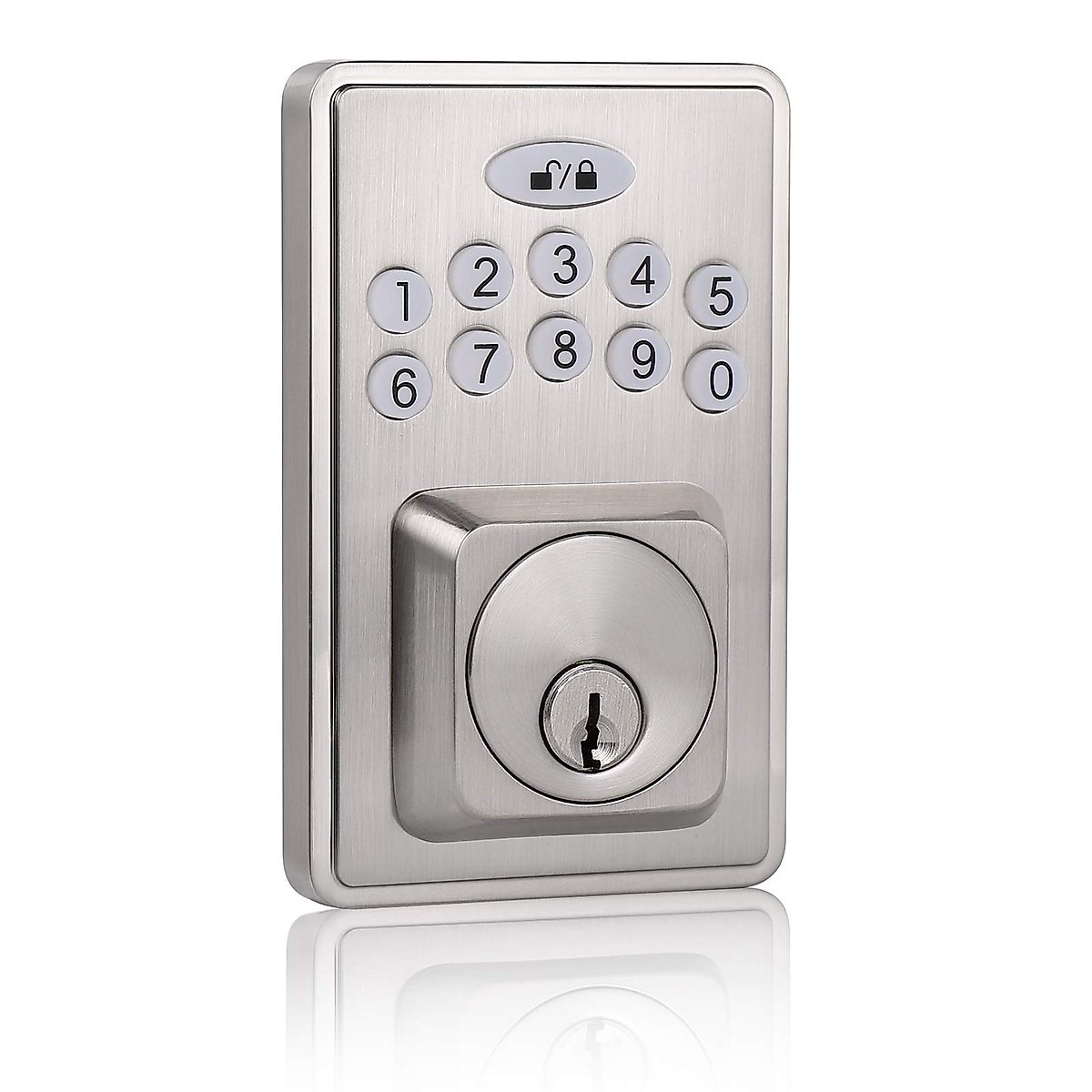 Probrico Keypad Lock, Electronic Deadbolt, Keyless Entry Door Lock with 100 Codes, Single Cylinder Smart Deadbolt Lock with Auto-Lock and Back-Lit, Easy to Install, Satin Nickel