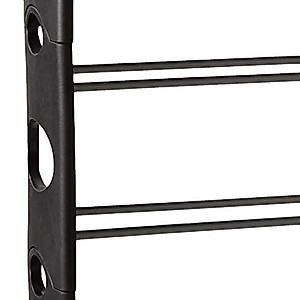 Home Basics Free Standing 50 Pair Shoe Organizer Rack, Ideal for Entryway and Hallway, Black