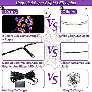 [ Orange & Purple Lights ] 5 Ft Halloween Black Christmas Tree Timer DIY 50 Lights Battery Operated Pumpkin Top Sequin Tinsel Artificial Pop Up Pencil Scary Halloween Decoration Home Indoor Outdoor