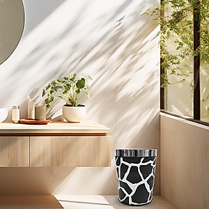 ABOOFAN Pu Leather Trash Can Cow Pattern Round Wastebasket Decorative Paper Basket Garbage Container Small Waste Bucket Rubbish Storage Bin for Bathroom Office Kitchen
