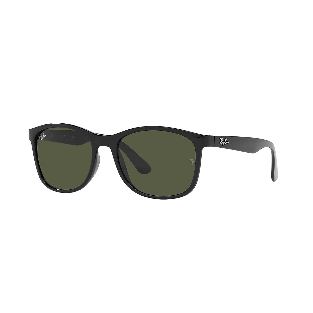 Ray-Ban RB4374F Low Bridge Fit Square Sunglasses, Black/Green, 58 mm