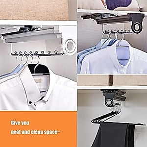 Heavy Duty Retractable Closet Pull Out Rod,Extendable Valet Rod Clothing,Ball Bearing Rail Slide Pull-Out,Hanging Rod for Closet Storage, Laundry Room,5 Pcs Pants Rack