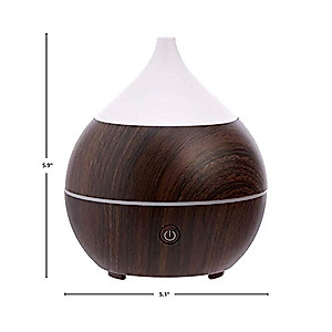 Amazon Basics 200ml Ultrasonic Aromatherapy Essential Oil Diffuser with Bluetooth Speaker, Dark Wood Finish Base