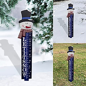 24Inch/24CM Snow Gauge Made Metal Outdoor,Winter Rugged Snow Meter Handmade Metal Yard Snow,Measuring Stick Outdoor Garden Decorative,Holiday Courtyard Metal Snow Gauge Stakes (Snowman-B(24Inch))