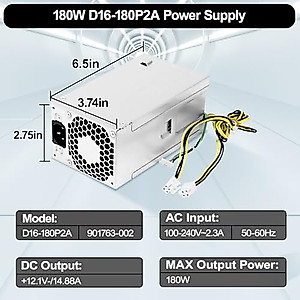 LXun D16-180P2A 180W Power Supply Compatible with HP ProDesk 800 G3 600 G3 SFF L08261-001 901763-002 901765-003 901761-003 901764-003 901763-001 901762-002 L08261-002 901771-004 901771-003 901771-002