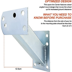 Yaegoo Spare Tire Carrier with Lock for Most 4&5 Lugs Wheel on 3.94″ 4″ 4.25″ 4.72″ Bolt, 120lb Weight Capacity (Silver)