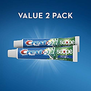 Crest + Scope Outlast Complete Whitening Toothpaste, Mint, 5.4 oz, Pack of 2