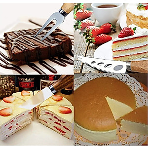 Makenna Premium Specialty Cheese Knife Set — Custom Storage Case Gift Box, Wide Solid Wood Handle, Stainless Steel Blade, Spreader, Slicer, Fork, 6 Pc Knives, Spatula for Charcuterie Board