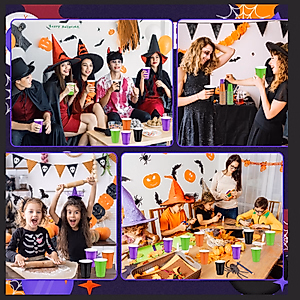 cssopenss 100 PCS Halloween Party Cups 16 oz halloween plastic cups 16 oz halloween disposable cups Set 4 Styles for Halloween Party Decorations & Party Supplies for Beer/Beverage/Snacks/Candies