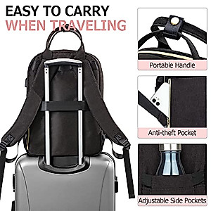 Kuosdaz Travel Laptop Backpack for Women, School Backpack for Teens, 15.6 Inch Work Laptop Bag with USB Port Charging, Water Resistant College School Bookbags for Girls, Black