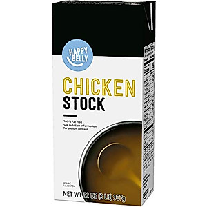 Amazon Brand - Happy Belly Chicken Stock, 32 fl oz (Pack of 1)