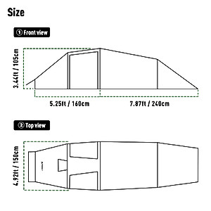 Camping Hot Tent Chimney Tent 2 Person Tent, POMOLY Locomotive 20 Tunnel Tent with Stove Jack for Hiking, Hunting, Backpacking