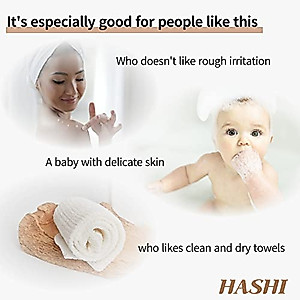 Korean Body Exfoliating Cloths, for Sensitive Skin, Remove Bad Smell Paper Fiber Wash Scrubber, ECO-Friendly Washcloth, Clean Shower Towels, Sponge, Loofah Scrub for Back, (11.4 x 38.2 Inches) HA SHI