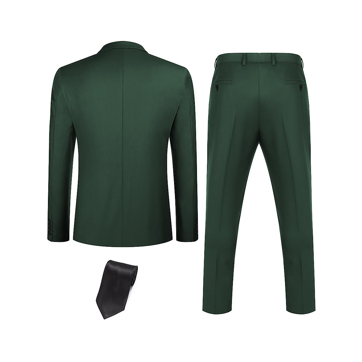 COOFANDY Mens 3 Piece Suits One Button Blazer Jacket Slim Fit Vest Suit Pant with Tie Deep Green