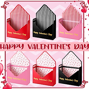 Engrowtic 30 Pcs Valentine's Day Flower Boxes for Arrangements Floral Envelope Boxes Bouquet Box 9.25 x 2.95 x 13.79 Inch 6 Styles Flower Arrangement Paper Boxes for Valentine's Day Wedding, Party,