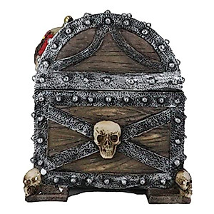 Ebros Large Pirate Ghosts Of The Caribbean Pirate Marauder Skull With Criss Cross Blades Treasure Chest Box Jewelry Box Figurine 7.25"Long