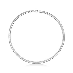 Ross-Simons Italian 6mm Reversible Omega Necklace in 2-Tone Sterling Silver. 16 inches