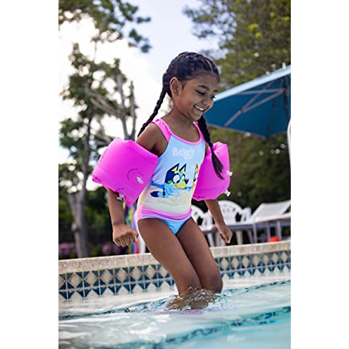 Bluey & Bingo Toddler Girls One-Piece Bathing Suit Pink/Blue 3T