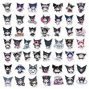 Kuromi Stickers Pack 50Pcs, Cannity Cute Kawaii Stickers for Water Bottles Laptop Scrapbook Journaling Waterproof Vinyl Decals Japanese Anime Stickers for Kids Teens Adults