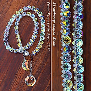 PEDOBO Magnetic Curtain Tiebacks, 2 Pack Crystal Beaded Sun & Moon Pendants Curtain Sheer/Drapery Holdbacks, Beaded Curtain Ties for Window Home Decor (Crystal AB)