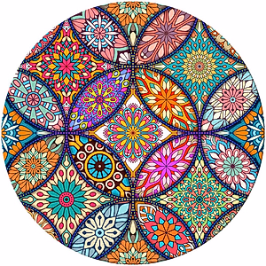 BOSOBO Mouse Pad, Round Mandala Mouse Mat, Cute Mouse Pad with Design, Non-Slip Rubber Base Mousepad with Stitched Edge, Waterproof Women Office Mouse Pads, Small Size 7.9 x 7.9 Inch, Pretty Mandala