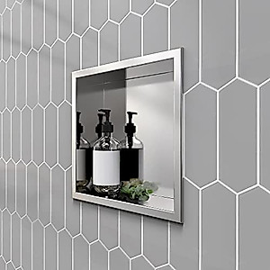 Odass | Shower Niche | 12" X 12" | NO Tile Needed | Square Stainless Steel #304 Niche | Brush Recessed Single Shelf Organizer | Bathroom Storage for Shampoo Bottle