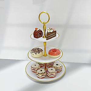 Cupcake Stand, Plastic 3 Tier Cupcake Stand Dessert Plates Cake Fruit Candy Display Tower Reusable Pastry Platter for Wedding Birthday Baby Shower Tea Party Decorations (White - 2 Pack)