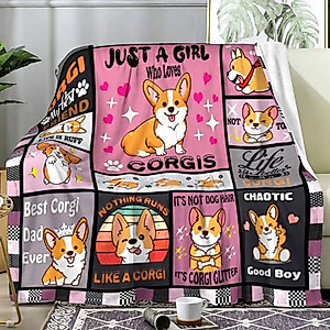 Cute Corgi Blanket Soft Cozy Corgi Dogs Gifts for Corgi Lovers Dog Lovers Adults Kids,Soft Flannel Puppy Throw Blankets for Sofa Bed Couch Chair Living Room Christmas Birthday Gifts 50"X40"